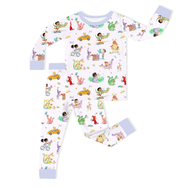 Whimsy Wild Dragons and Cars Kids Bamboo Two-Piece Pajama Set – MIOZING