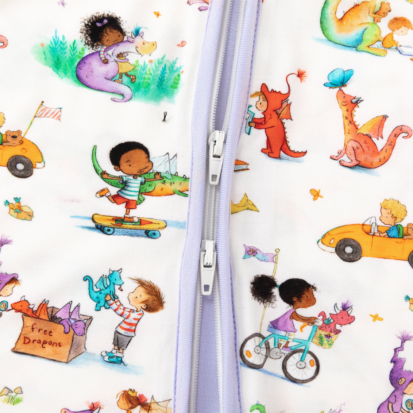 Whimsy Wild Dragons and Cars Bamboo Zipper Romper Pajamas – MIOZING